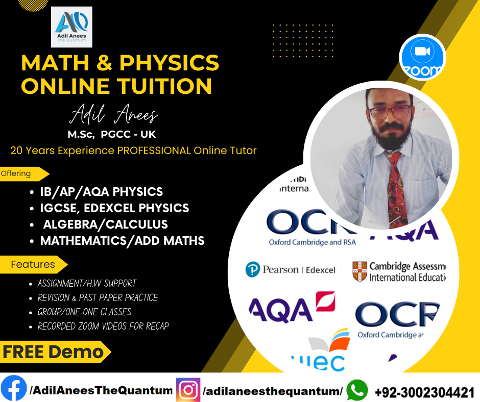 Maths/Physics online professional tutor with 20 years of Experience. IGCSE, IB, AP, Edexcel, A ...